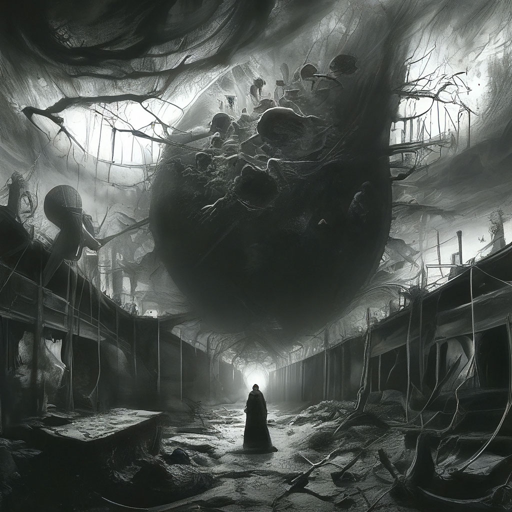 "Dark cult, occultism, darkness, scary, dark, horror, black and white ...