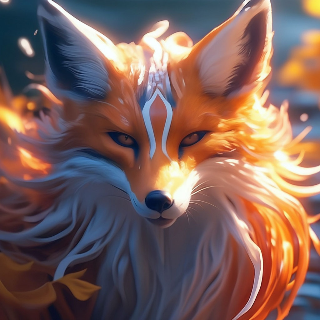 "Mythical nine-tailed fox , aesthetic, beautiful, realistic, 4k ...