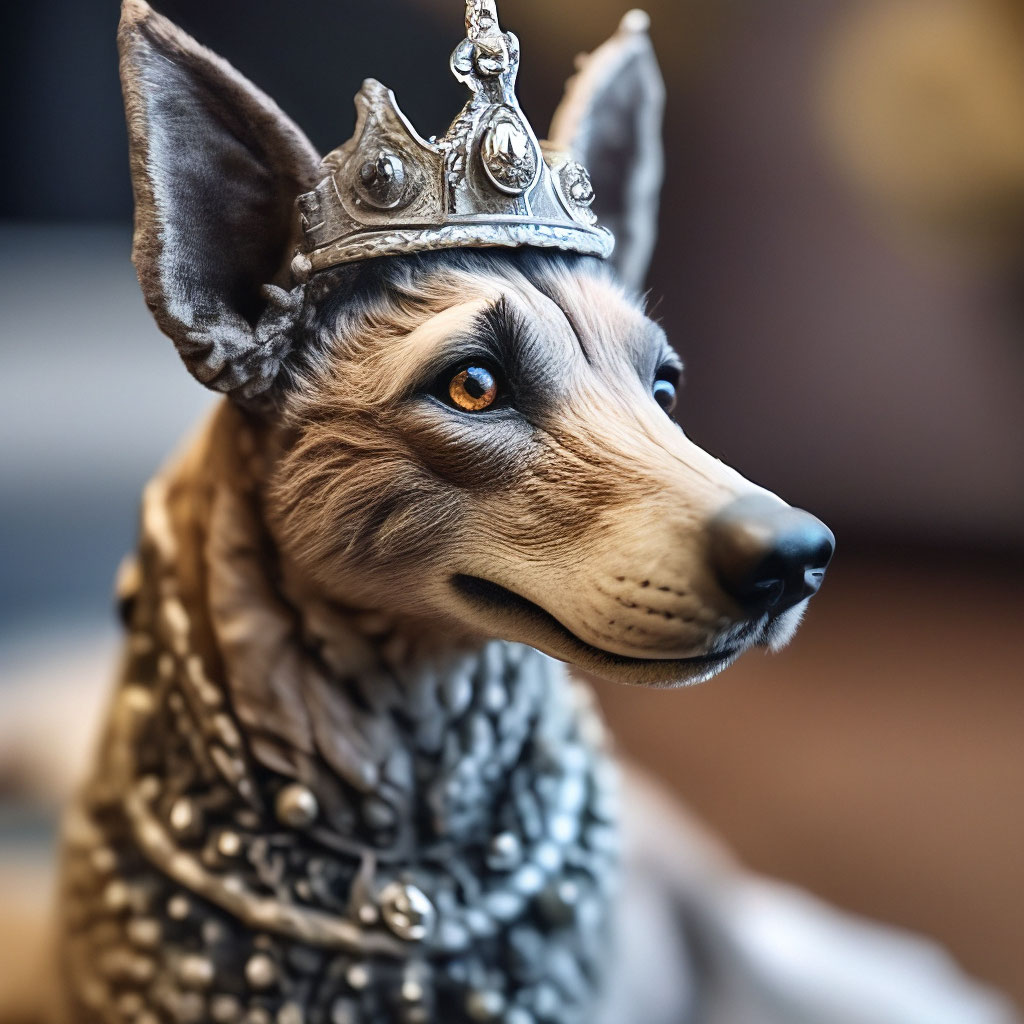 "Realism.professional photo. beautiful dog queen made of polymer clay ...