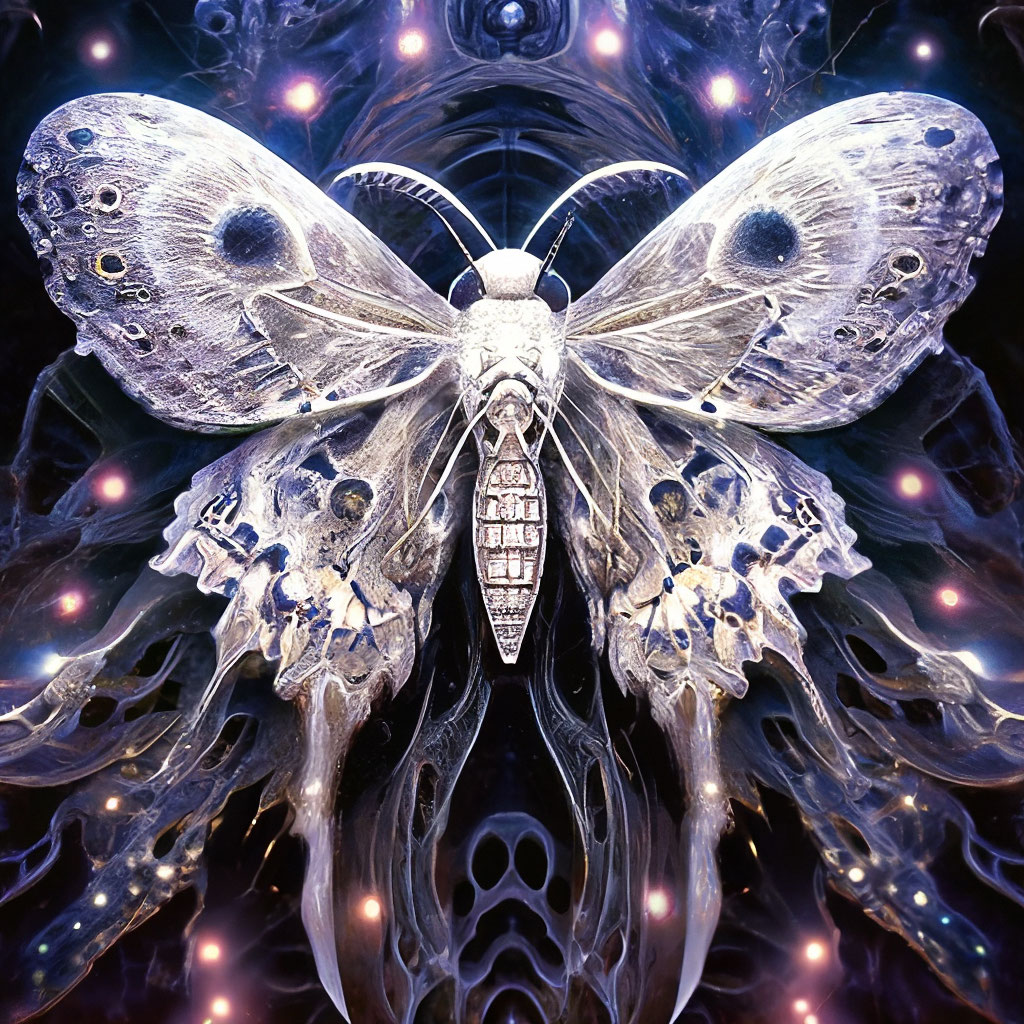 "Beautiful night moth,glitter,glare, filigree, many shades of white ...