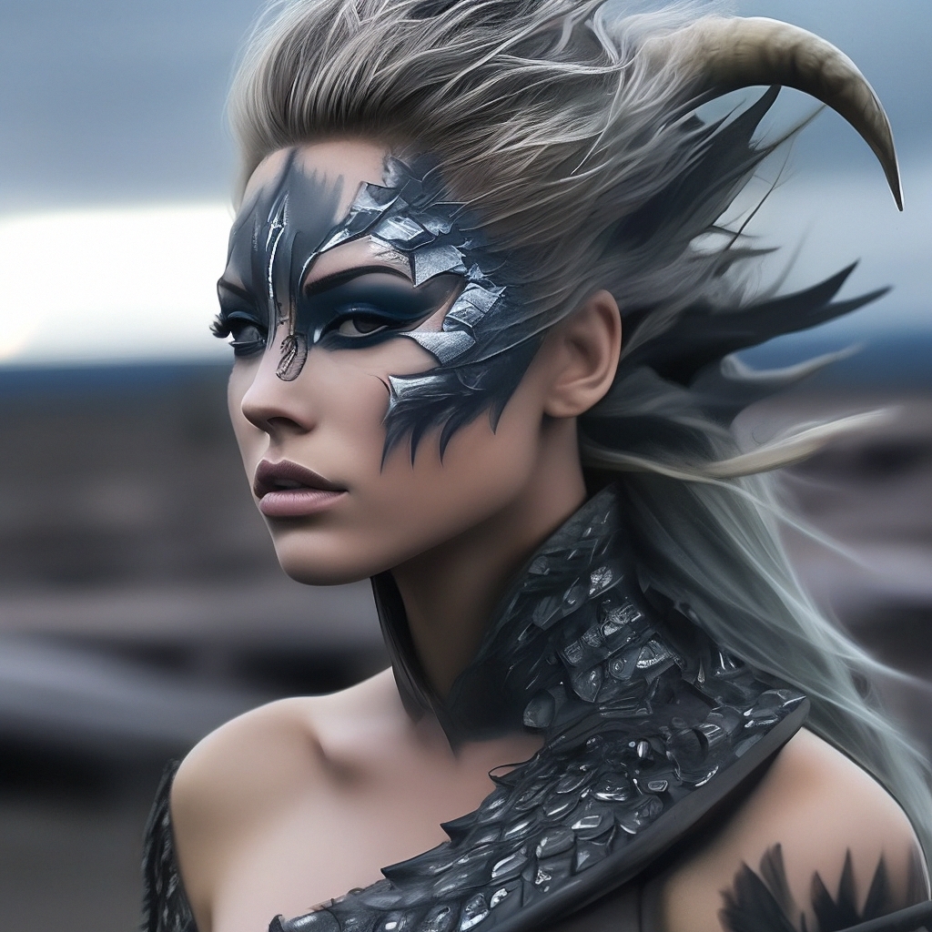 "Beautiful dragon makeup" — image created in Shedevrum