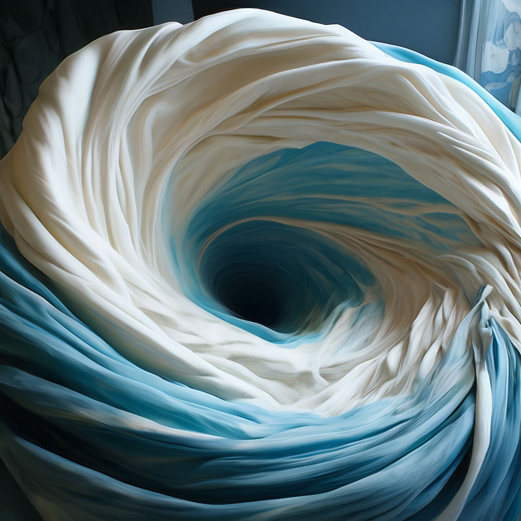 "The silk ocean swirls into a huge spiral funnel" — image created in ...