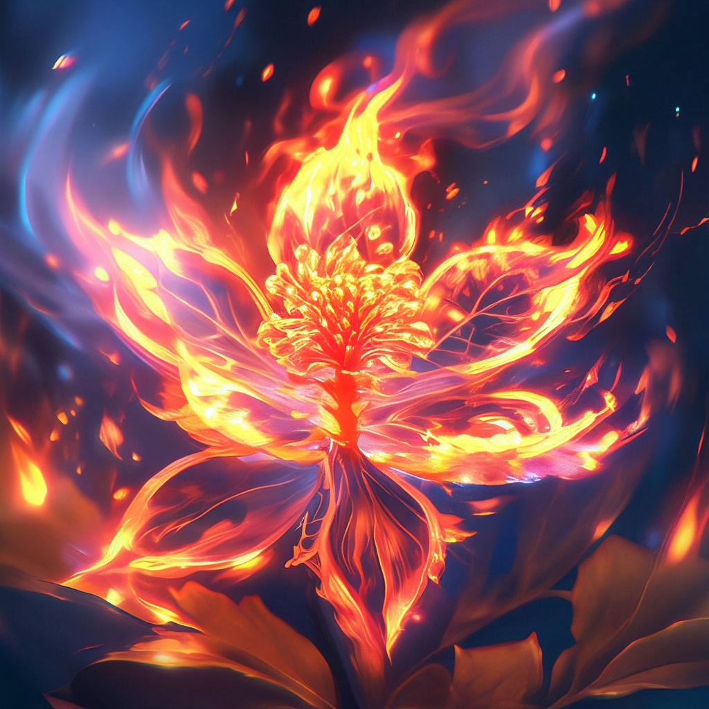 "Fire flower" — image created in Shedevrum