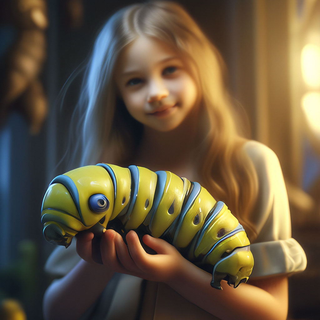 "Anthropomorphic girl- larva of erionectus realistic,32k, professional ...