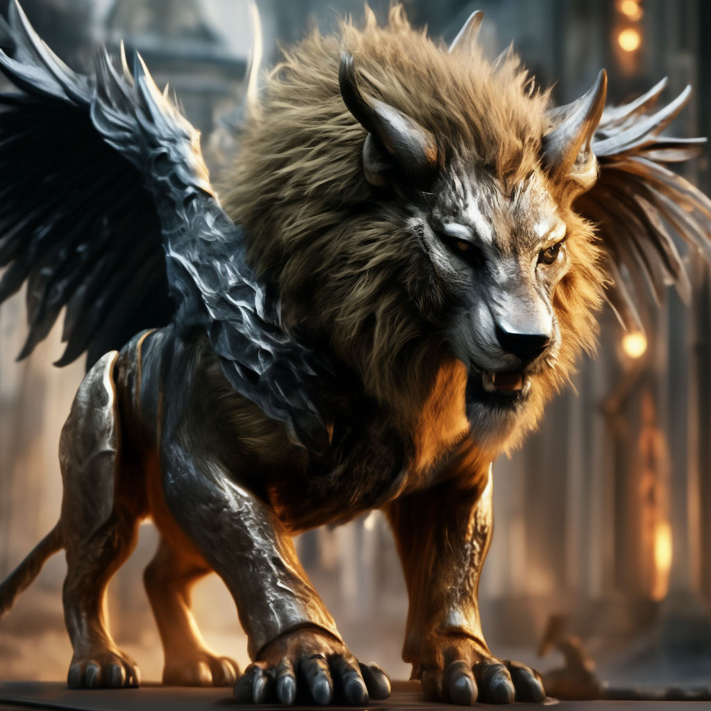 "Mythical beast chimera mythical creature hyperdetalization good ...