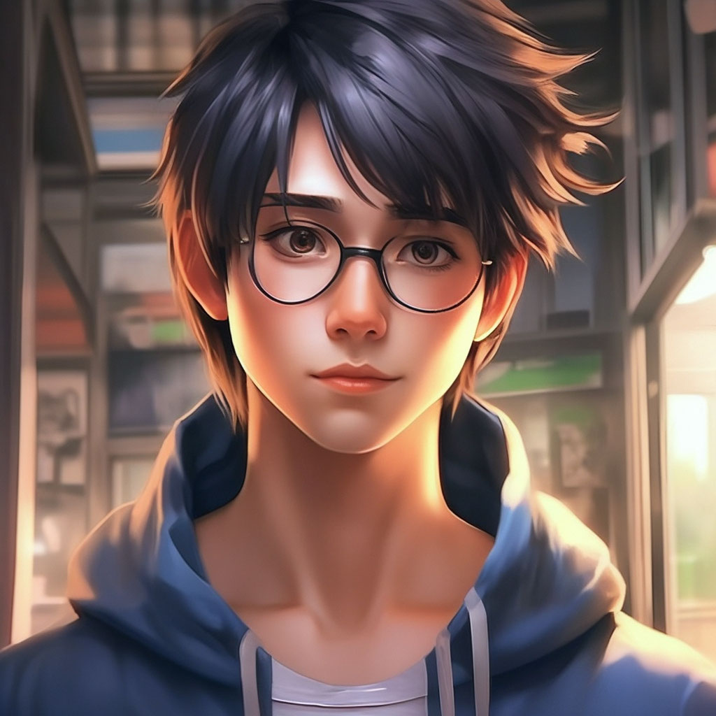"Anime guy realism" — image created in Shedevrum