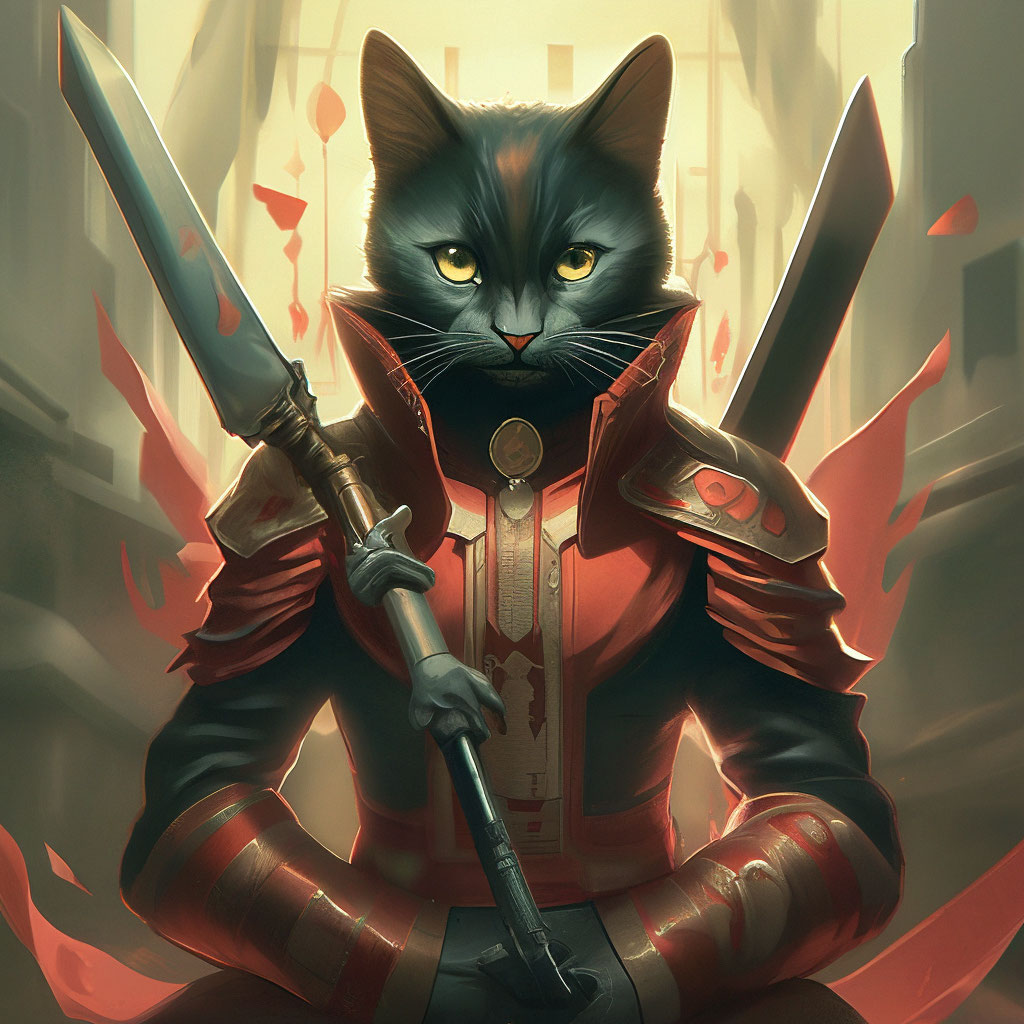 "The cat asasin" — image created in Shedevrum