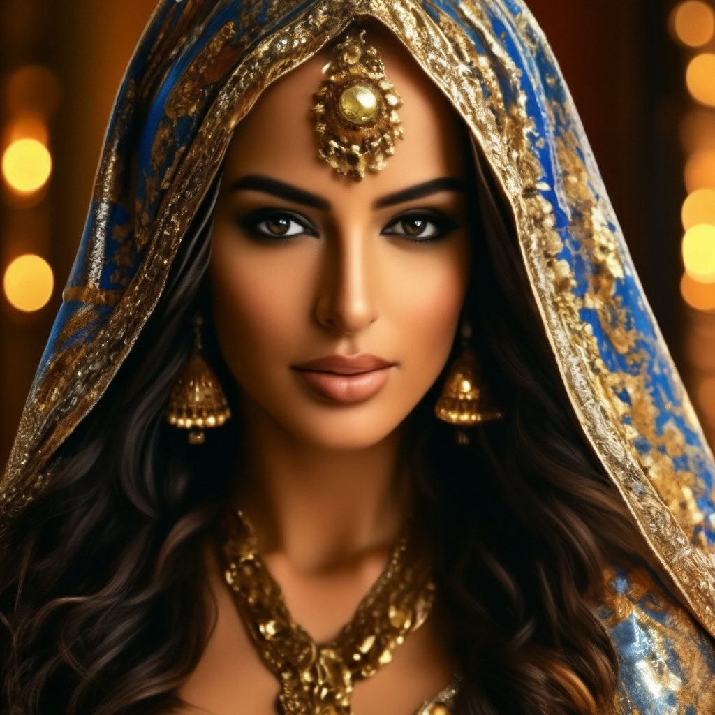 "Arab princess hyperrealism chic glitter beauty 5D Full hd botanical ...