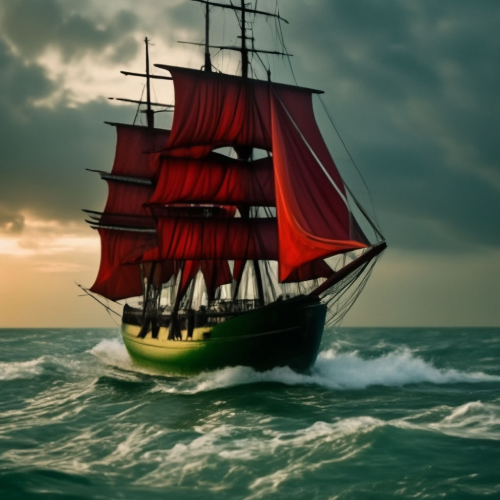 "Green : Scarlet Sails" — image created in Shedevrum