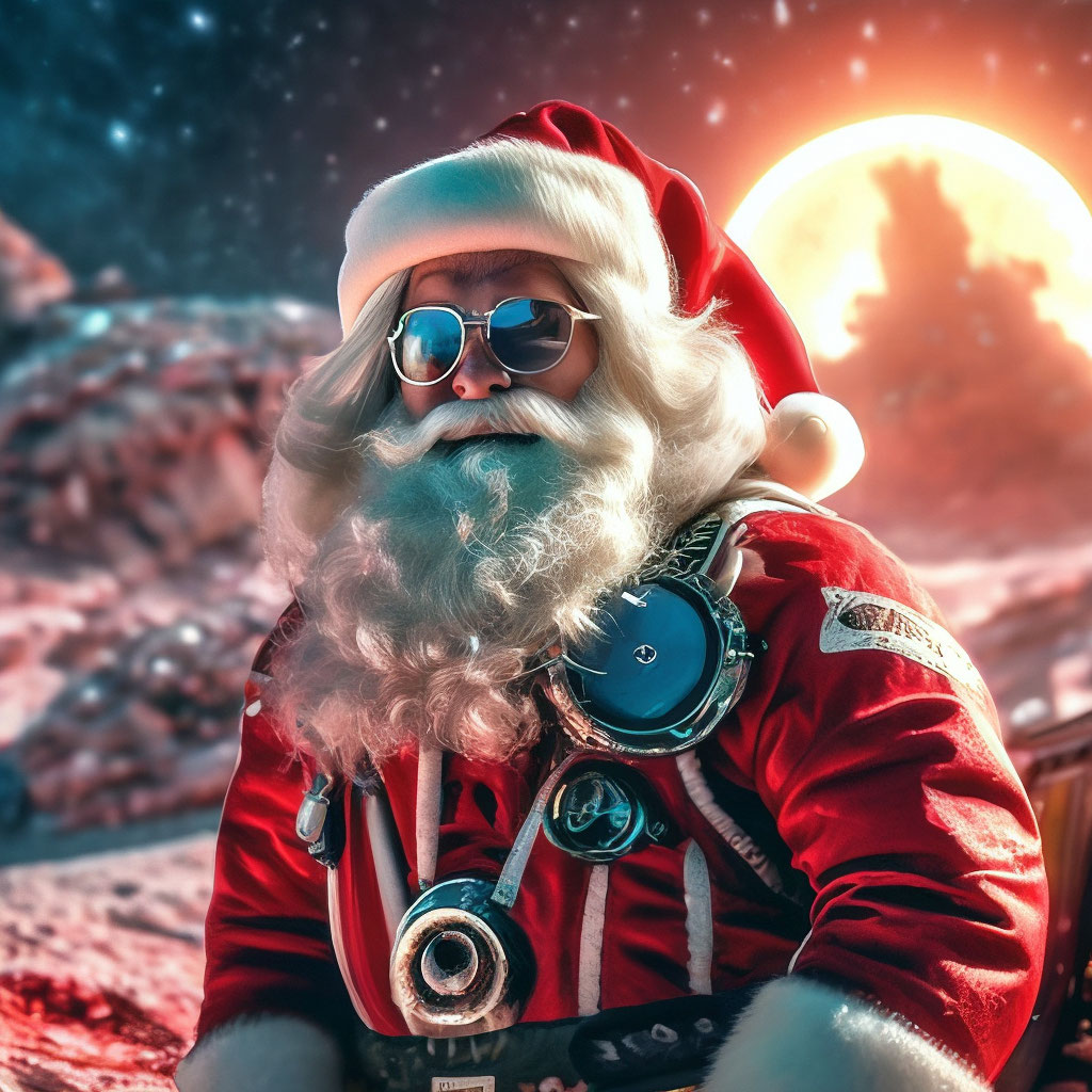 "Cinematic Santa Claus,in the style of Tim Burton,on Mars,clarity ...