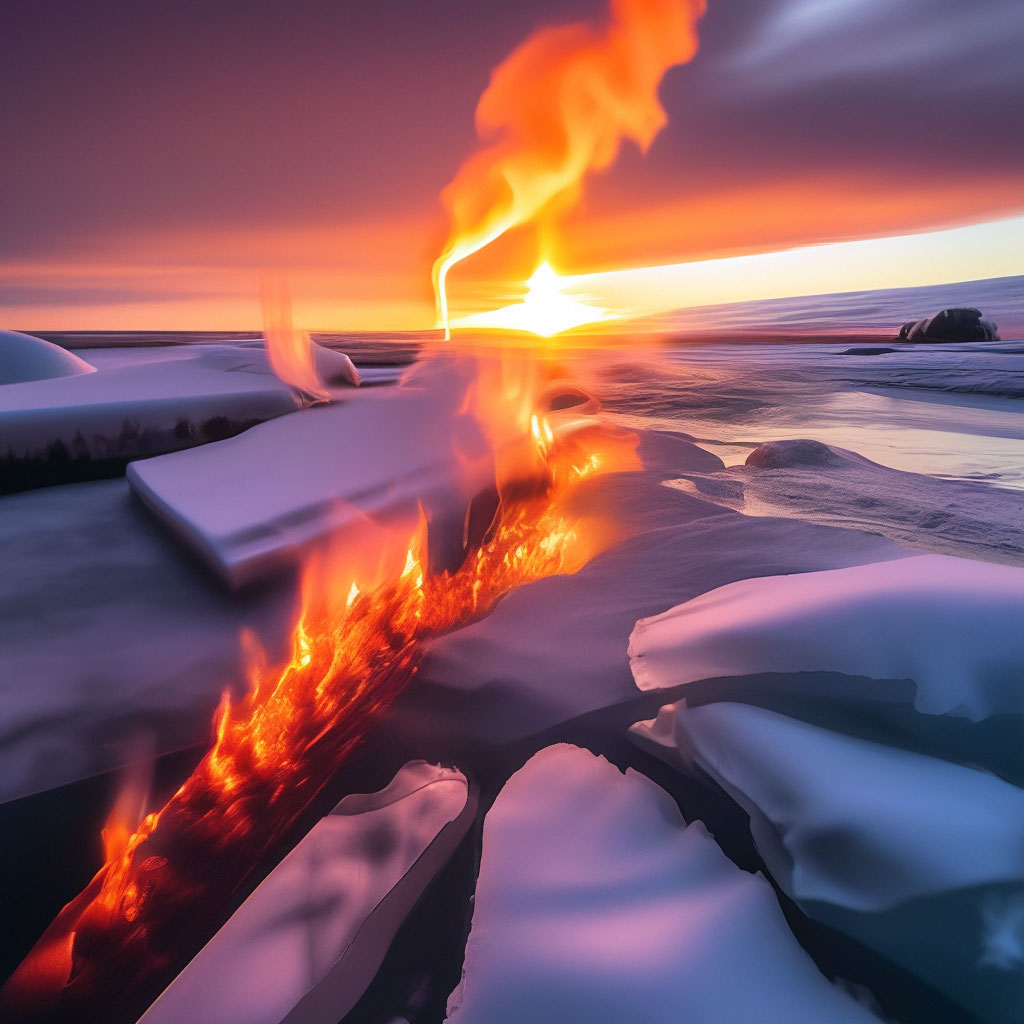 "I wanted to post another photo of fire and ice" — image created in ...