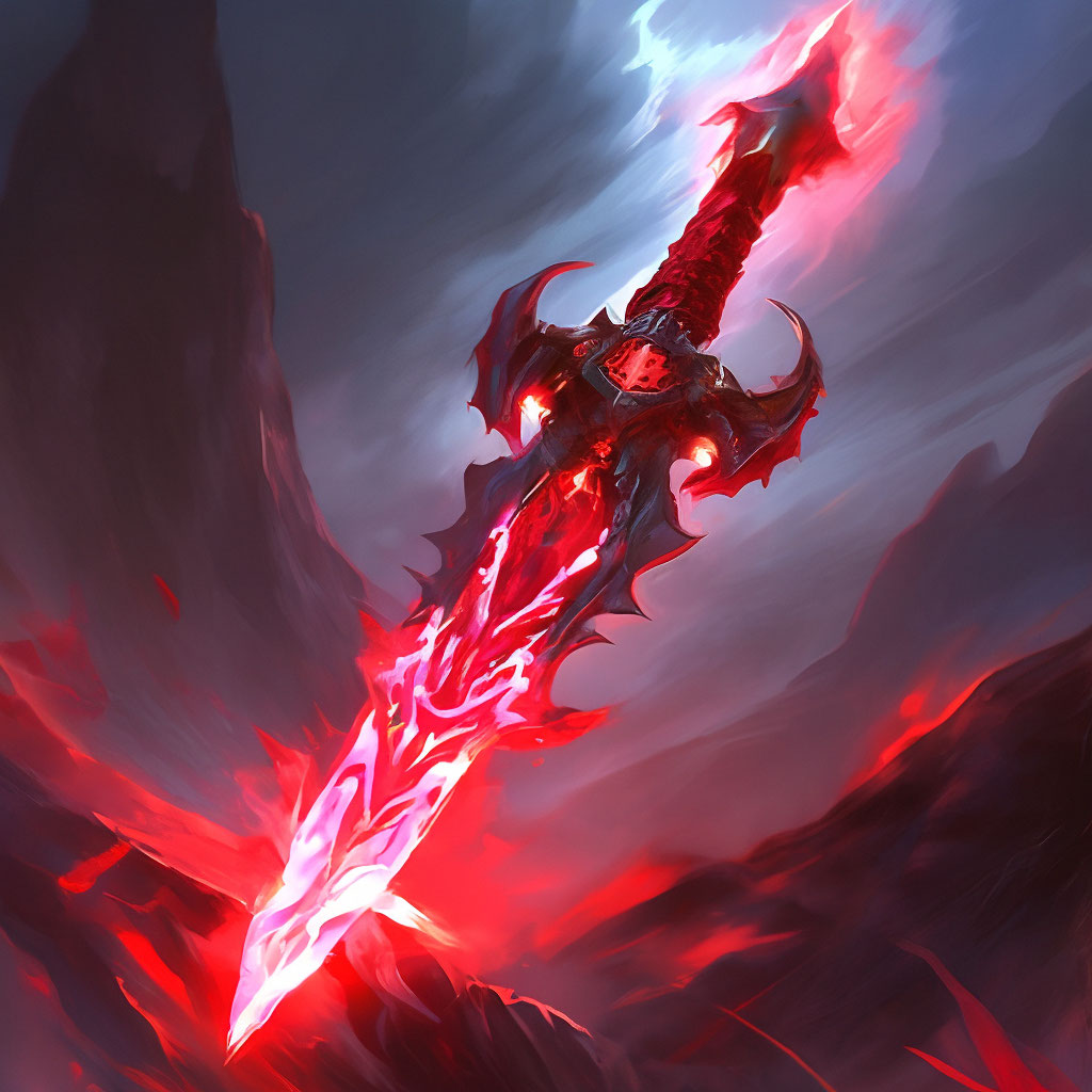 "Glowing crimson blade" — image created in Shedevrum