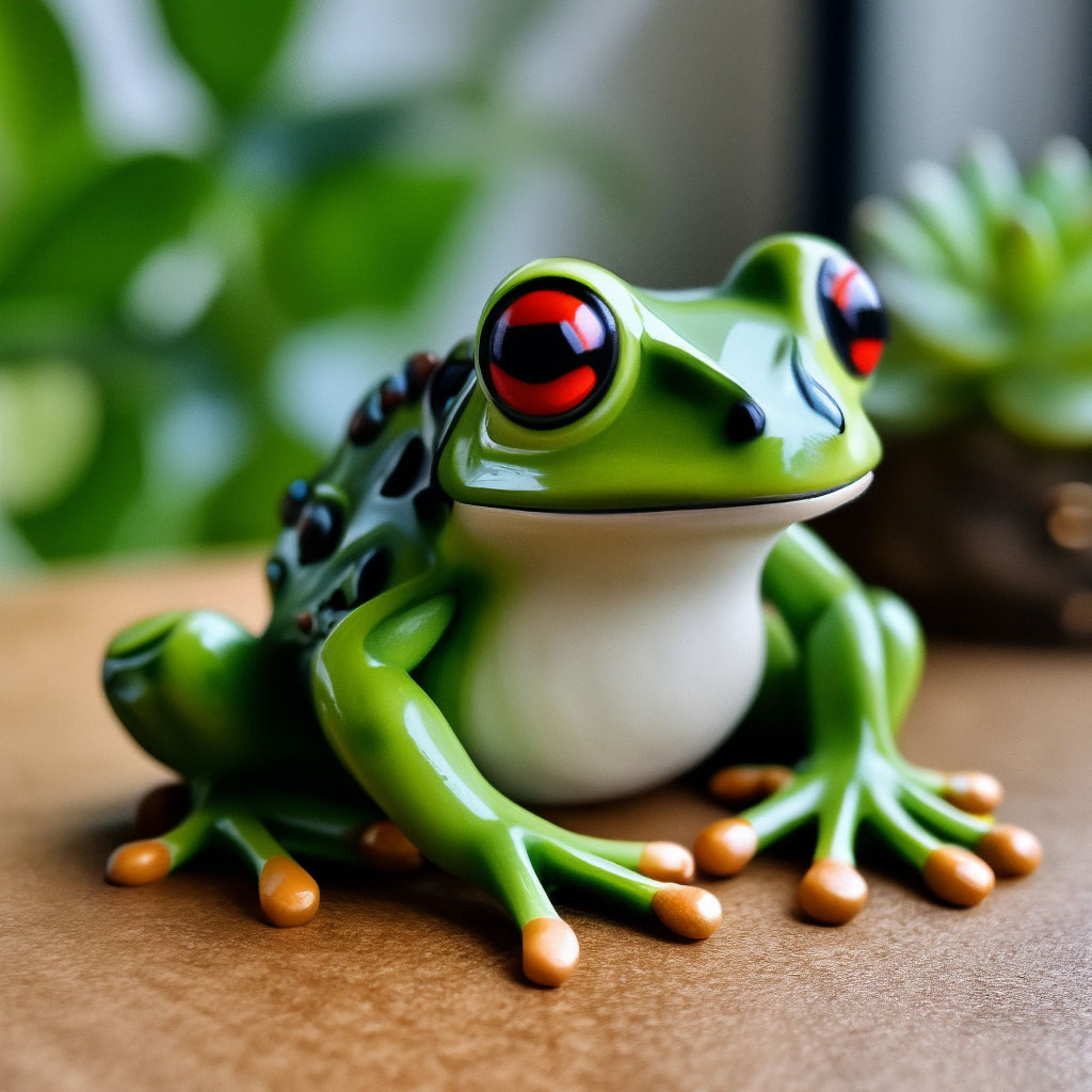 "A frog made of polymer clay" — image created in Shedevrum