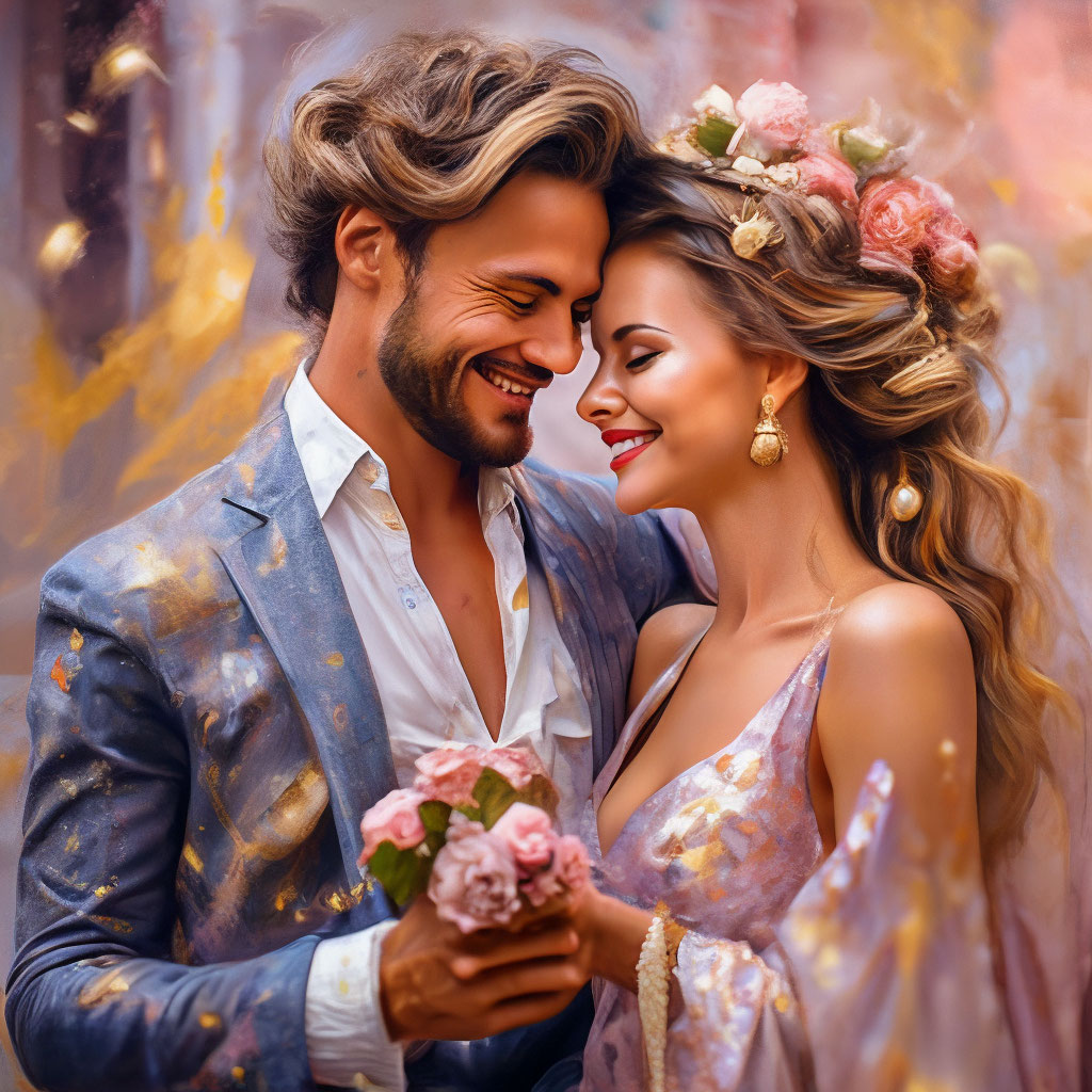 "A delightful portrait of a stylish couple in love Slavs aristocrats ...