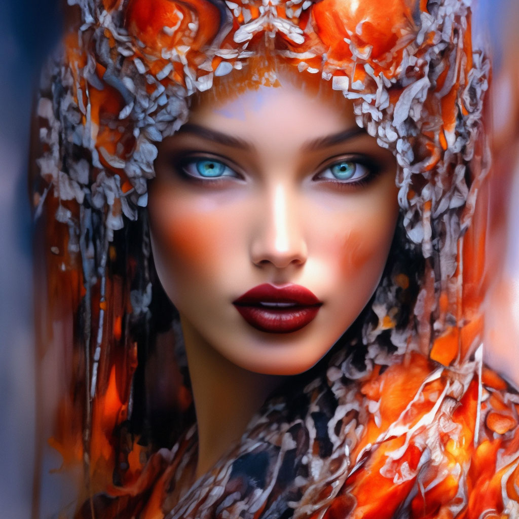 "Watercolor drawing, photo portrait,photorealism,beauty in a lava dress ...