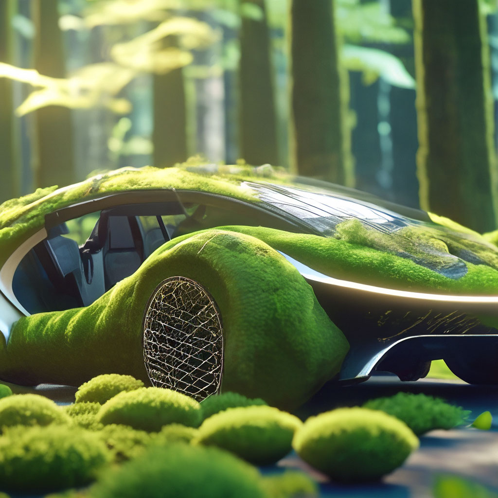 "Futuristic bio-car of the future made of plants, eco-friendly, created ...