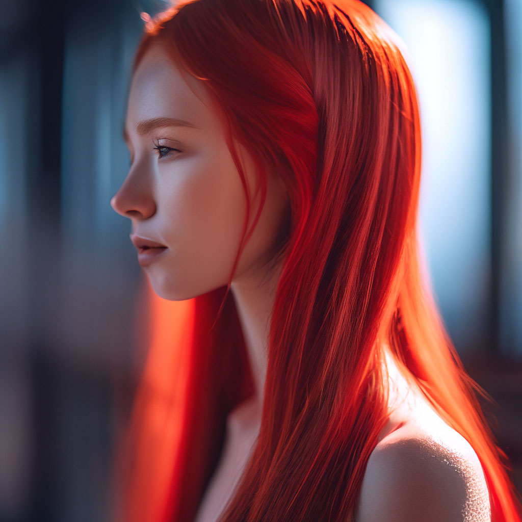 "The aesthetics of red slender girl with red skin, smooth body lines ...