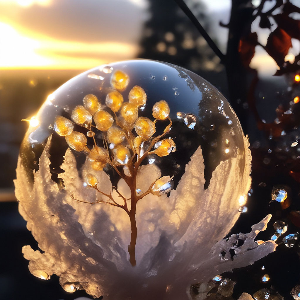 "Surrealism, photorealism, big fluffy Christmas tree, precious stones ...