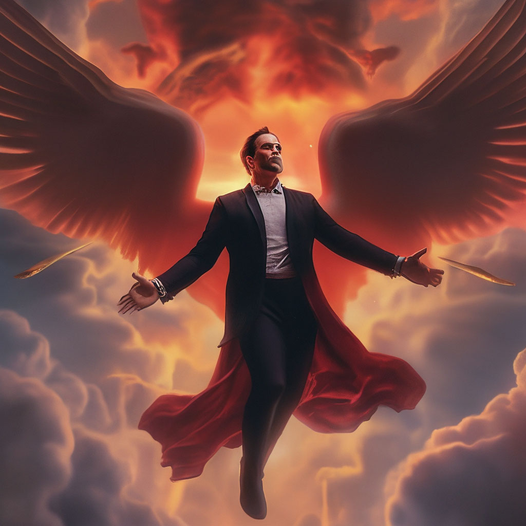 "The desire to fly lucifer" — image created in Shedevrum