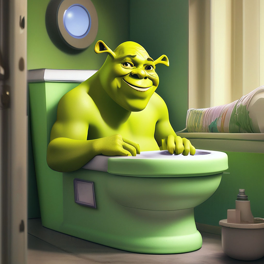 "Shrek skibidi toilet" — image created in Shedevrum