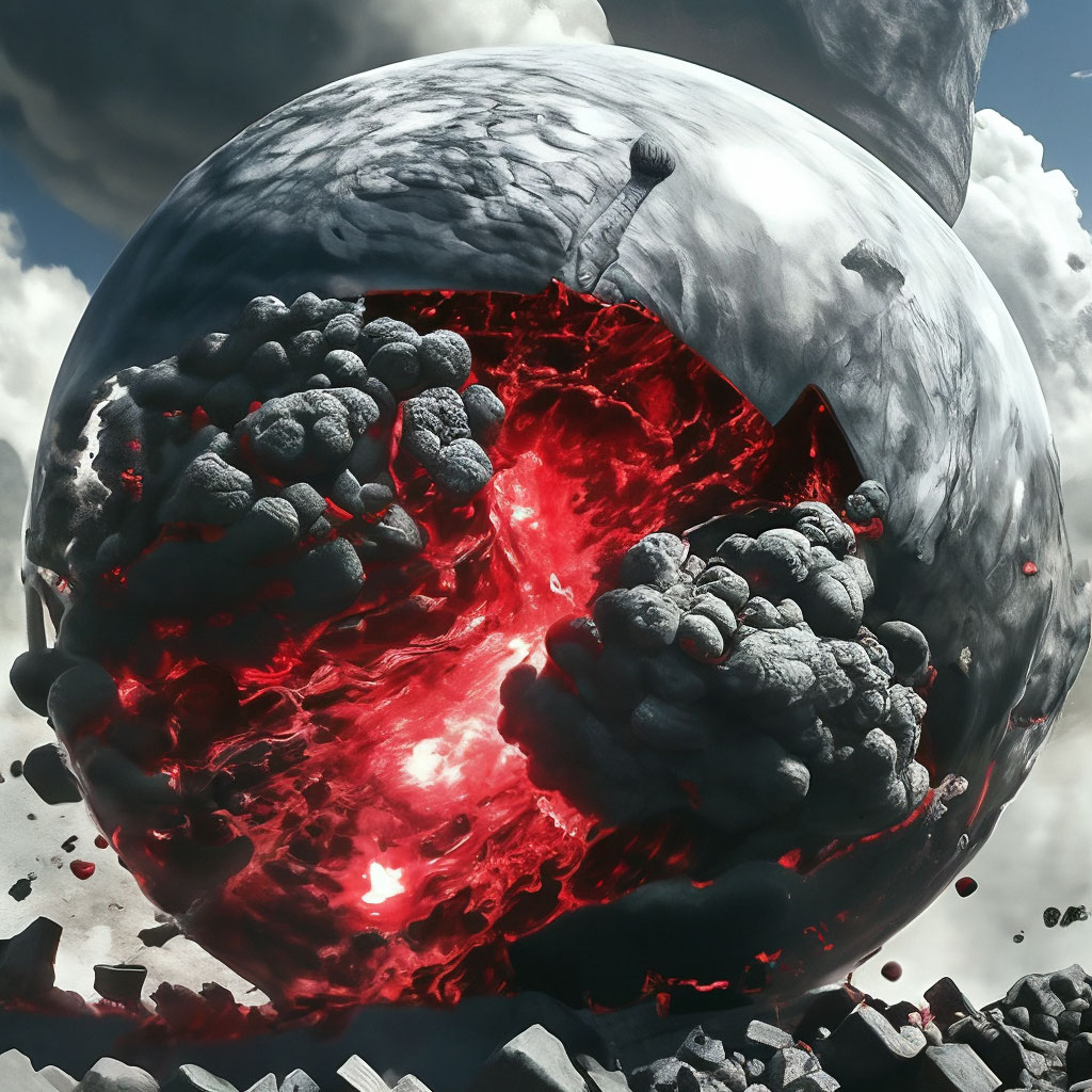 "High detail, terrible carnage under the sky dome, destruction ...