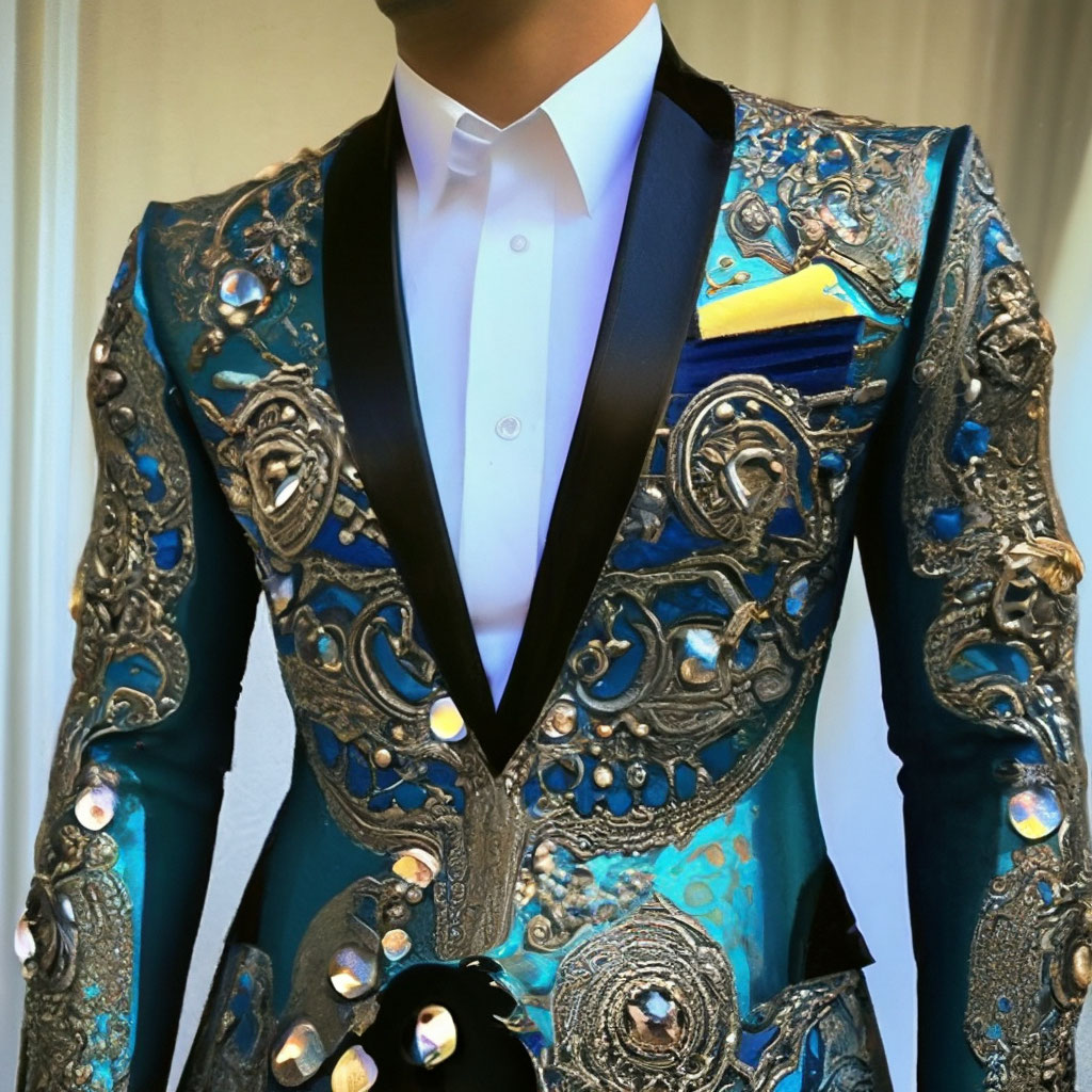 "Men's suit with gems" — image created in Shedevrum
