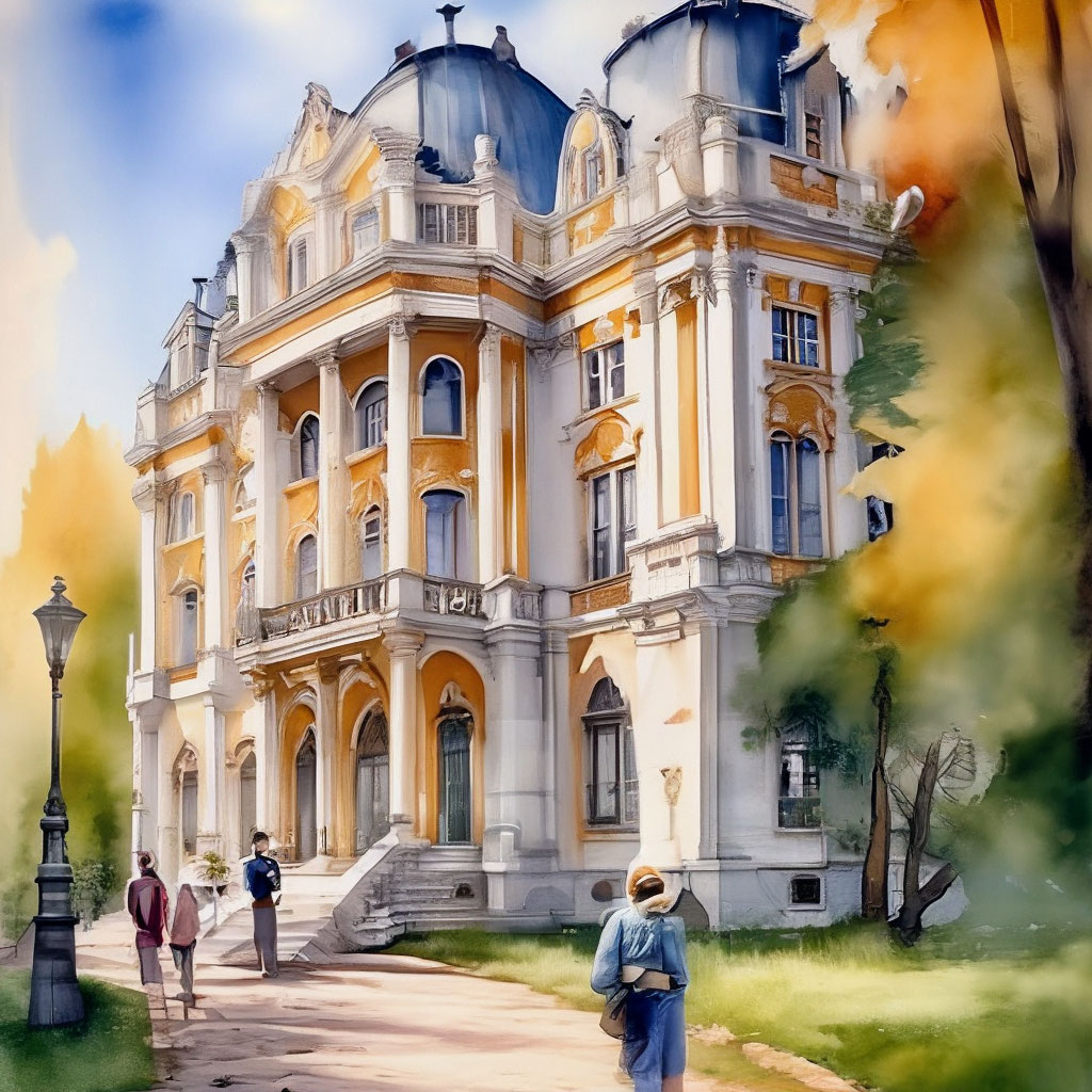 "The palace building. Walking in the capital of Bulgaria .. Realistic ...