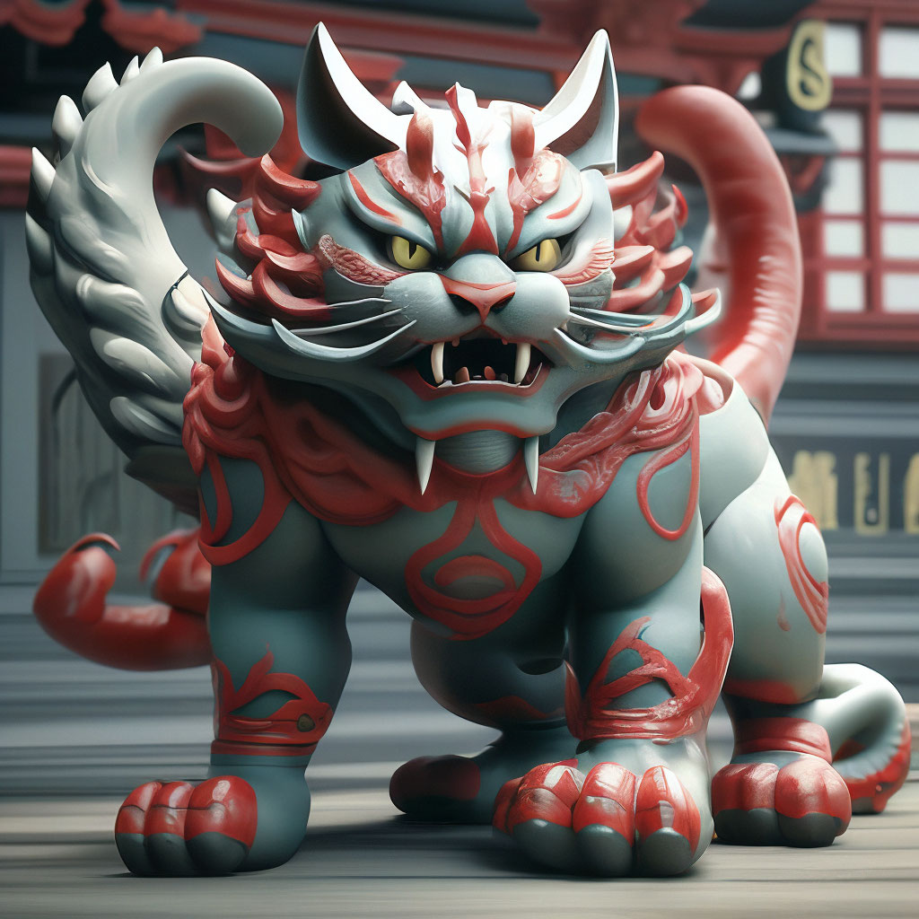 "Yokai nekomata - a huge demon cat with two tails, Japanese mythology ...