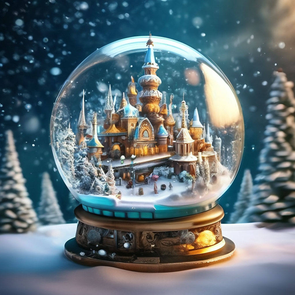 "There is a magical country in the snow globe" — image created in Shedevrum