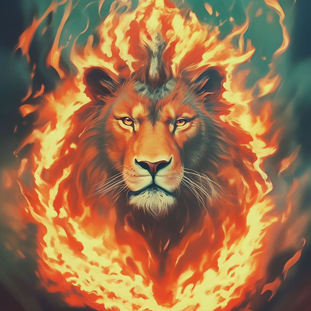 "Lion Fire Elemental aesthetically realistic beautiful" — image created ...