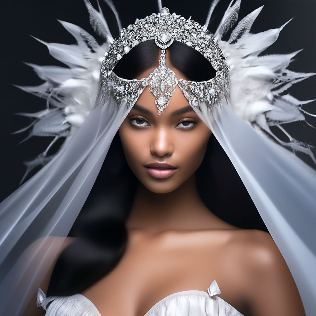 "Spectacular girl, halo, rim halo, halo petal, black veil, rhinestone ...