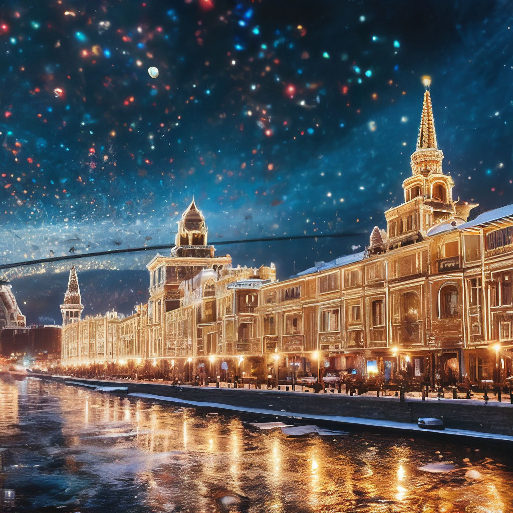 "Lights of Moscow in the Dali style Moscow, elegant, Christmas garlands ...