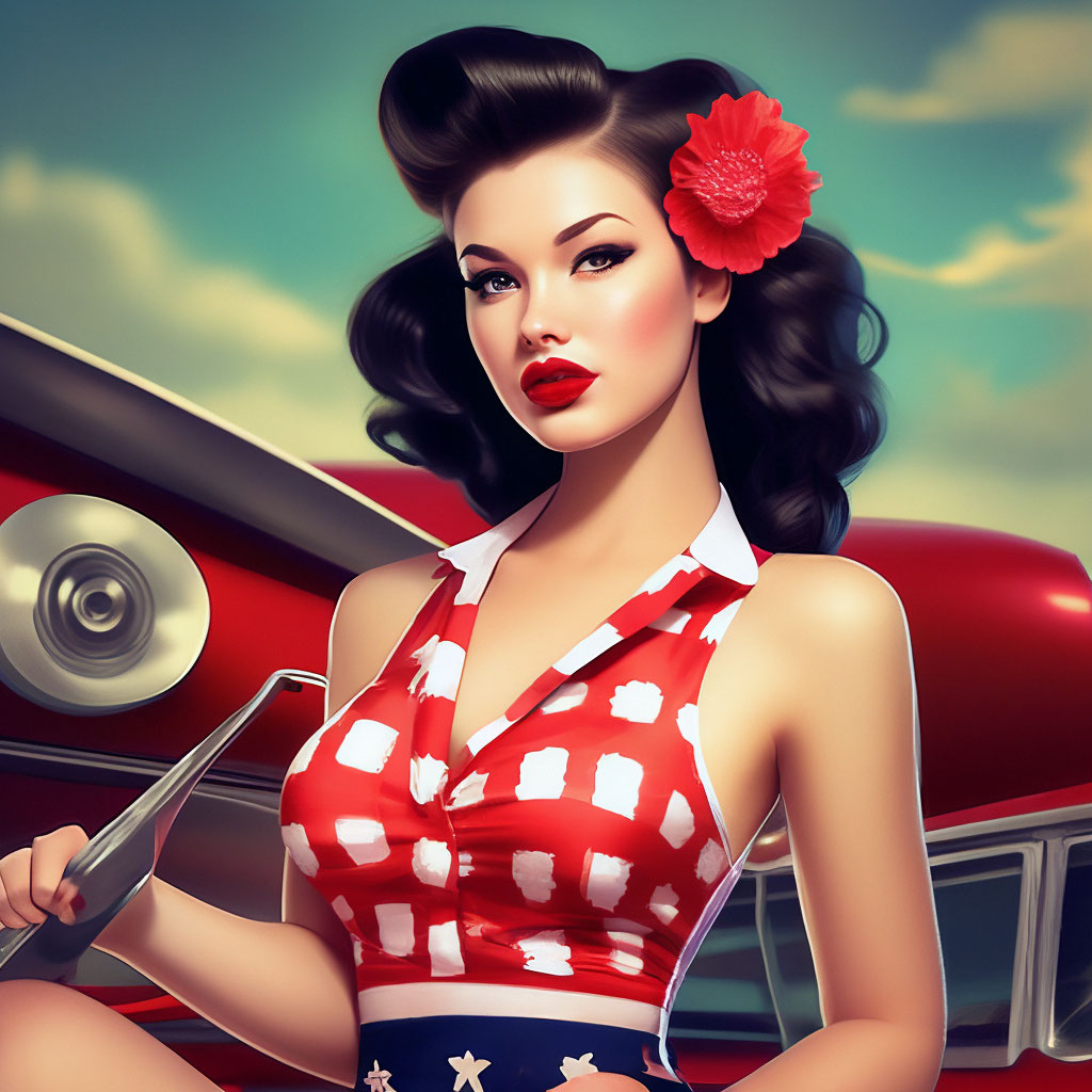 "Pin-up style girl" — image created in Shedevrum