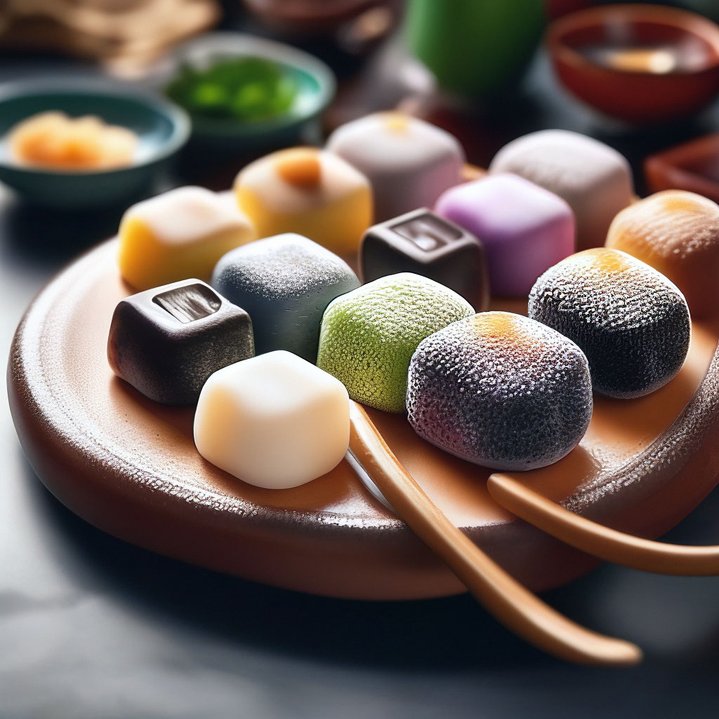 "Beautiful Japanese mochi desserts, realistic, beautiful, close-up ...