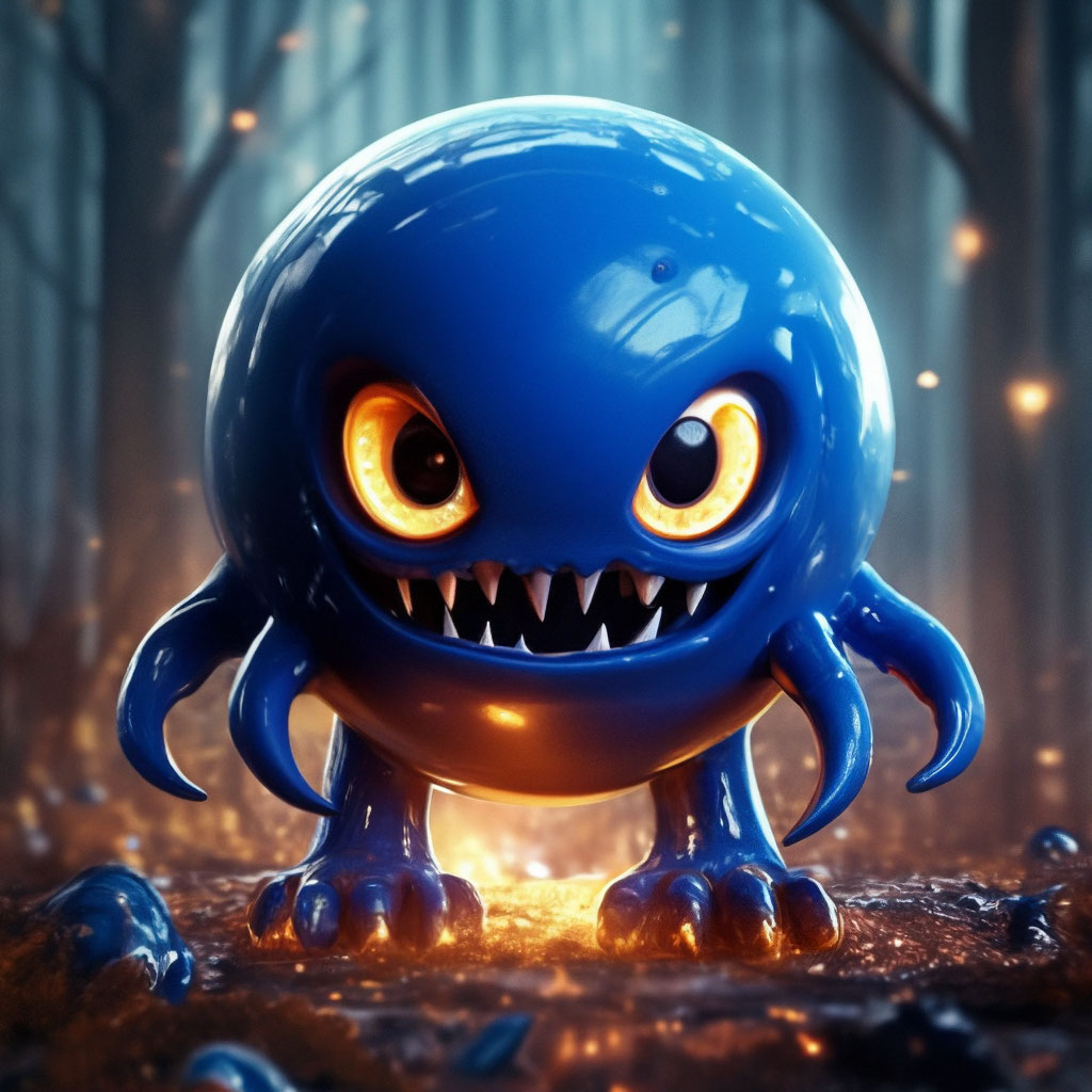 "Cute funny huge alien blueberry monster grows in a portal from another ...