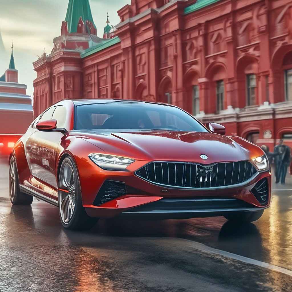 "Car "Aurus" smoothly lands on Red Square, beautiful, painting ...