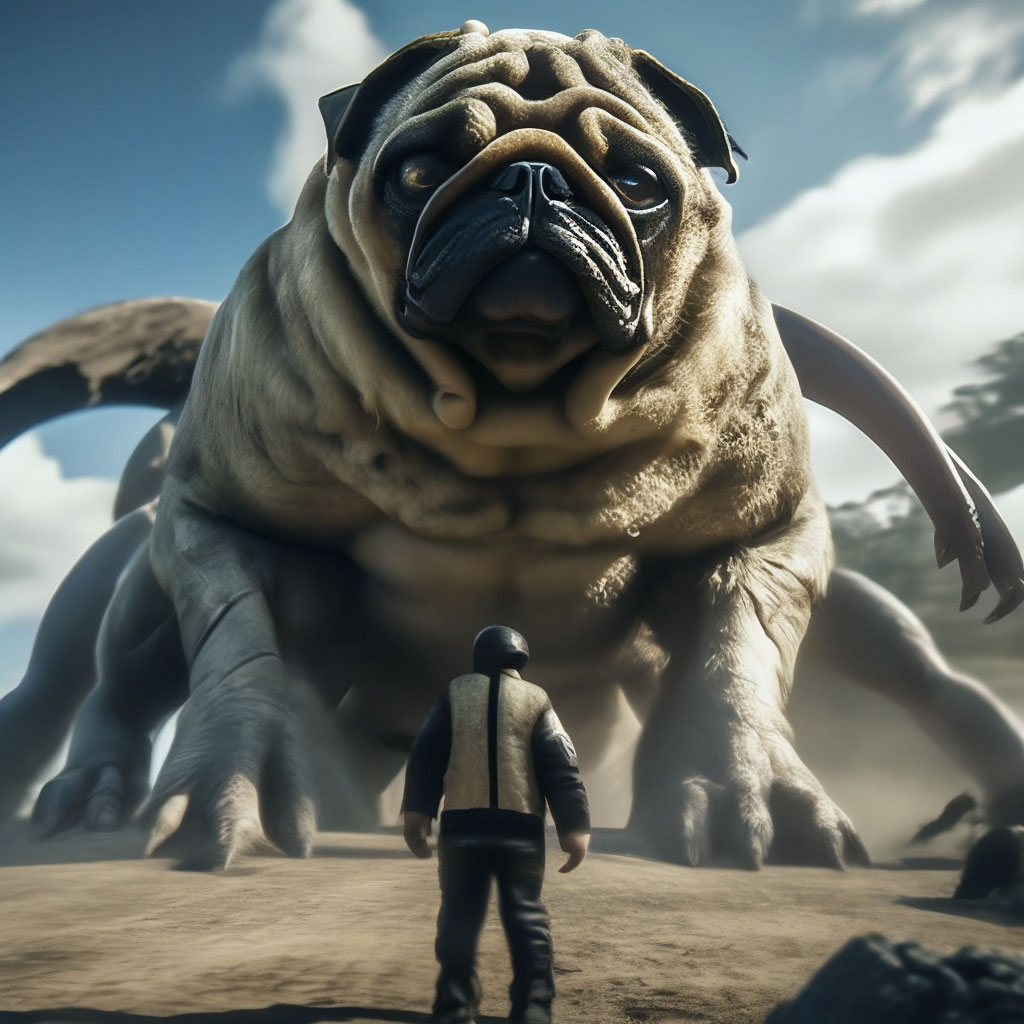 "Pug the destroyer, planet eater, evil giant, pug hydra, titan ...
