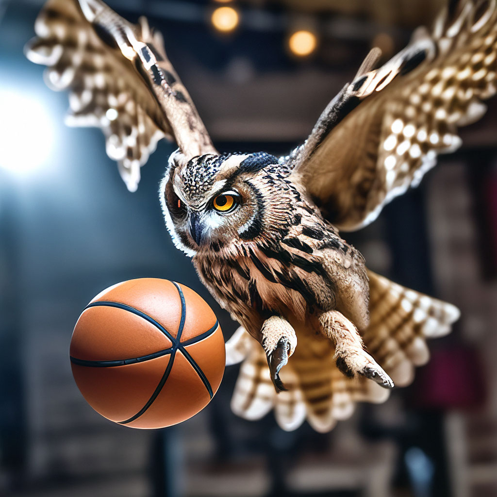 "Bury and basketball? yeah owl jumped in the air and threw the ball ...