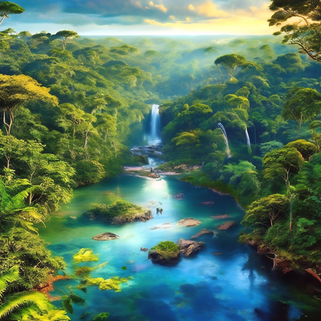 "Art deco style unrealistically beautiful landscape nature in the ...