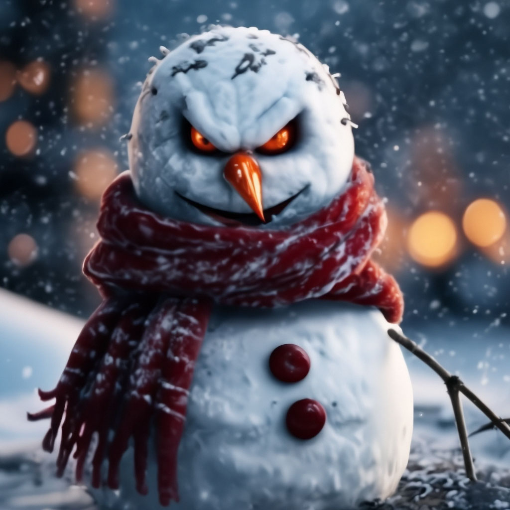 "Super angry snowman has a scarf, beautiful, realistic, professional ...