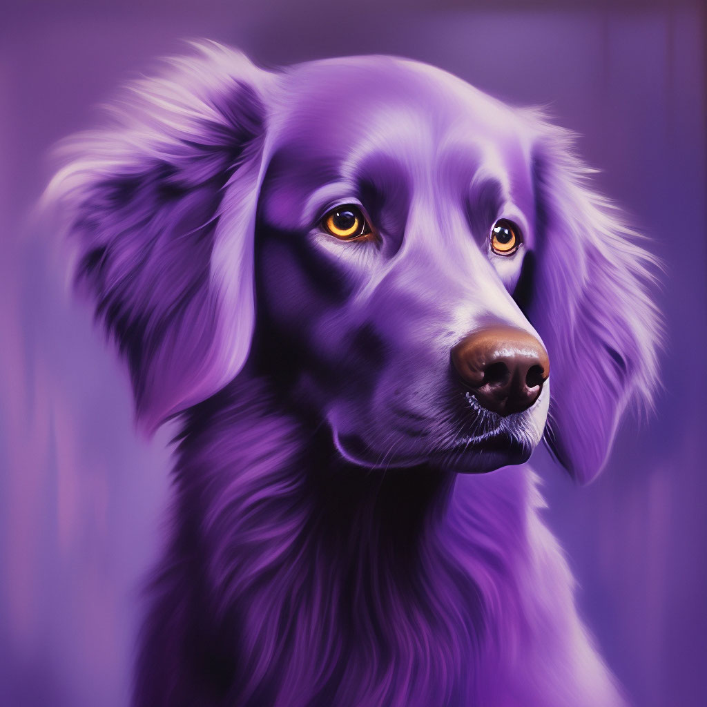 "A dog with purple fur" — image created in Shedevrum