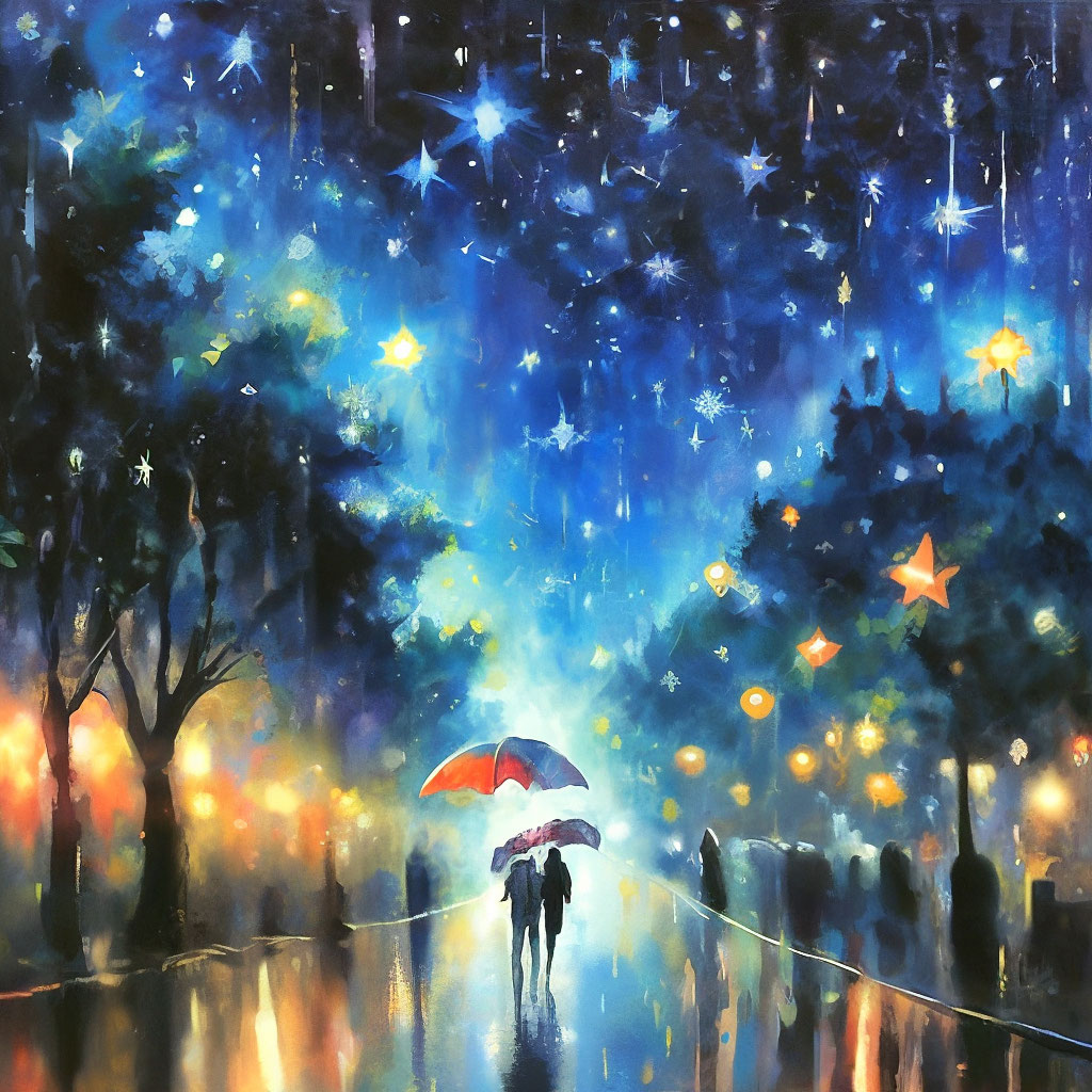 "Star rain" — image created in Shedevrum