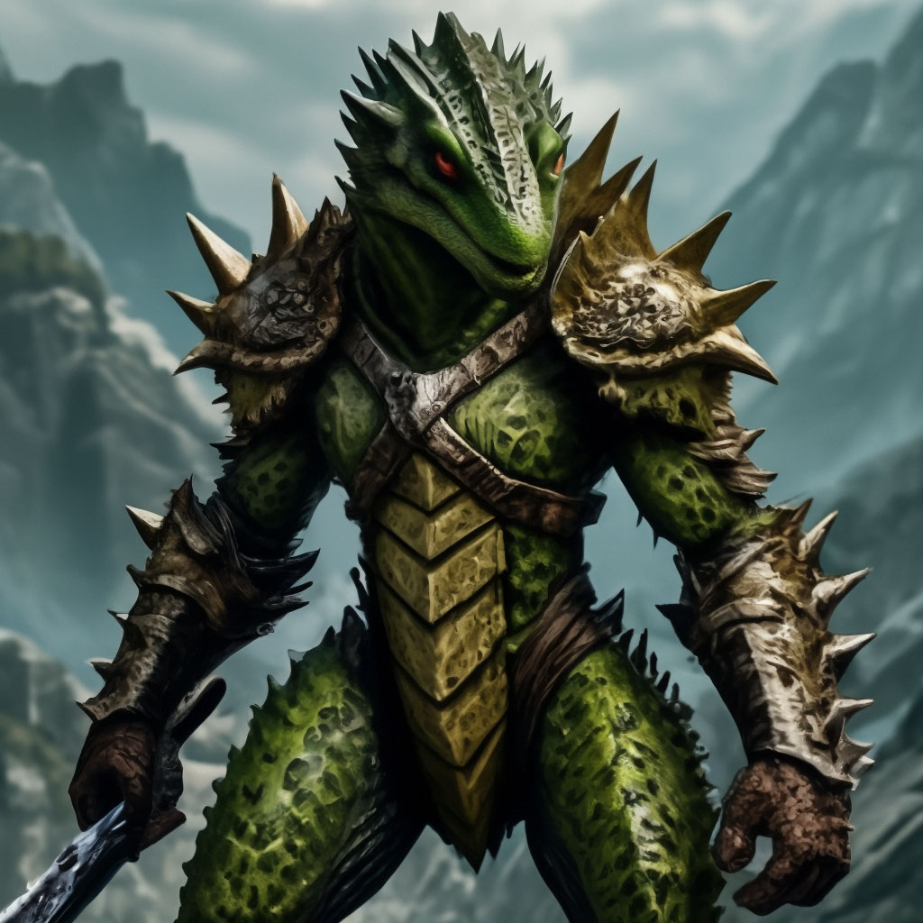 "Lizard humanoid warrior fantasy maximum detail" — image created in ...