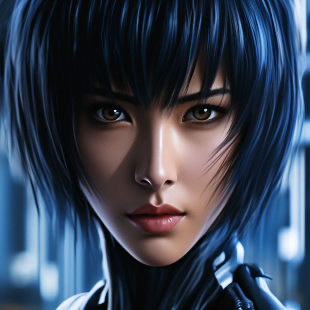 "Create a close-up portrait of a futuristic cyborg inspired by the ...