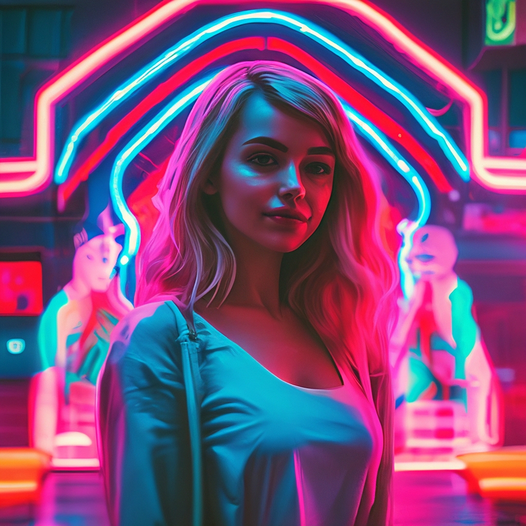 "Lost girlfriend neon" — image created in Shedevrum
