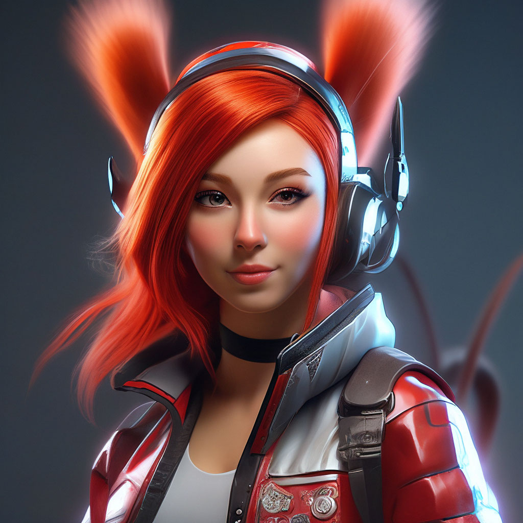 "Squirrel girl, squirrel thin brush ears, red hair, brown pupils ...