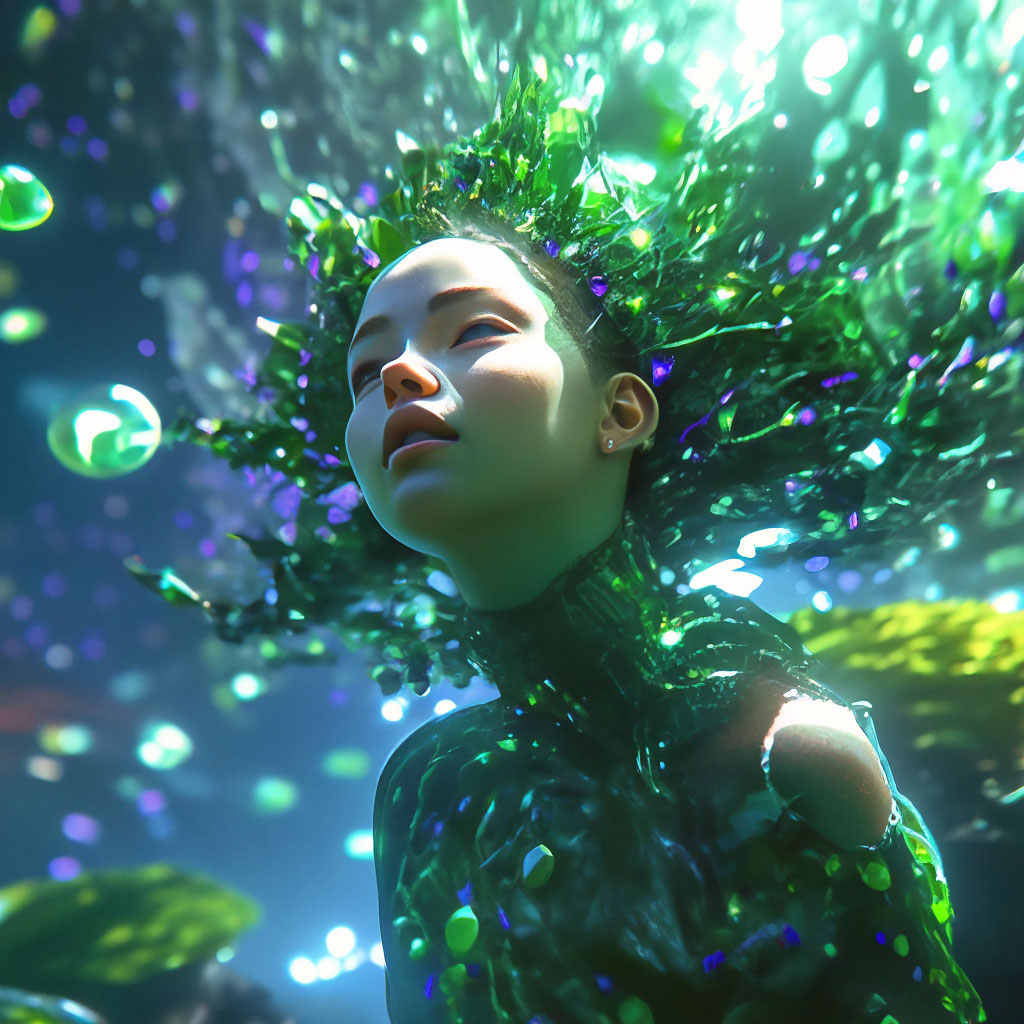 "Ghostly transparent, epic green drowned girl breaks out of the depths ...