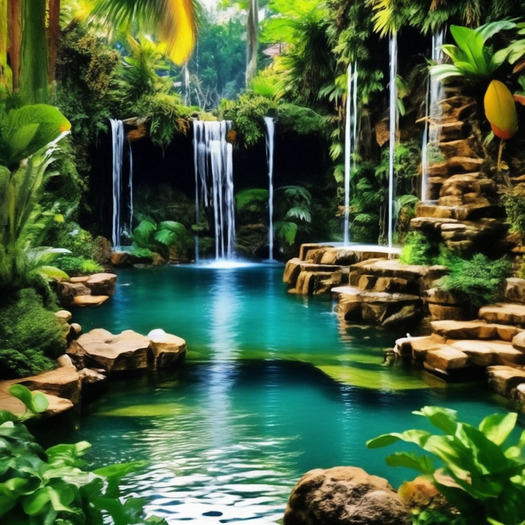 "Pool with waterfall in the middle, reddit, 🌻🎹🎼, waterfall(beautiful ...