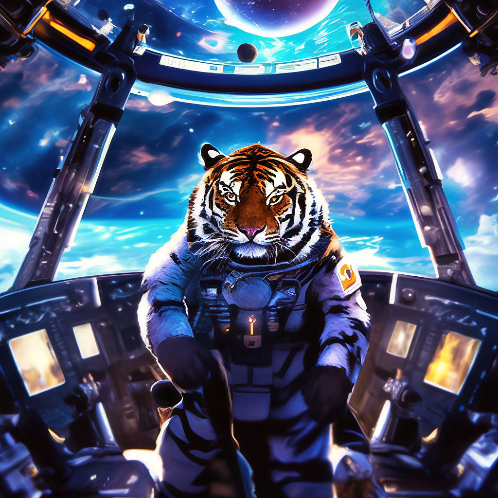 "🌌Tiger In Space🌌 ☢️♕MASTERPIECE MAN ♕☢️ Tiger in a space plane, A ...