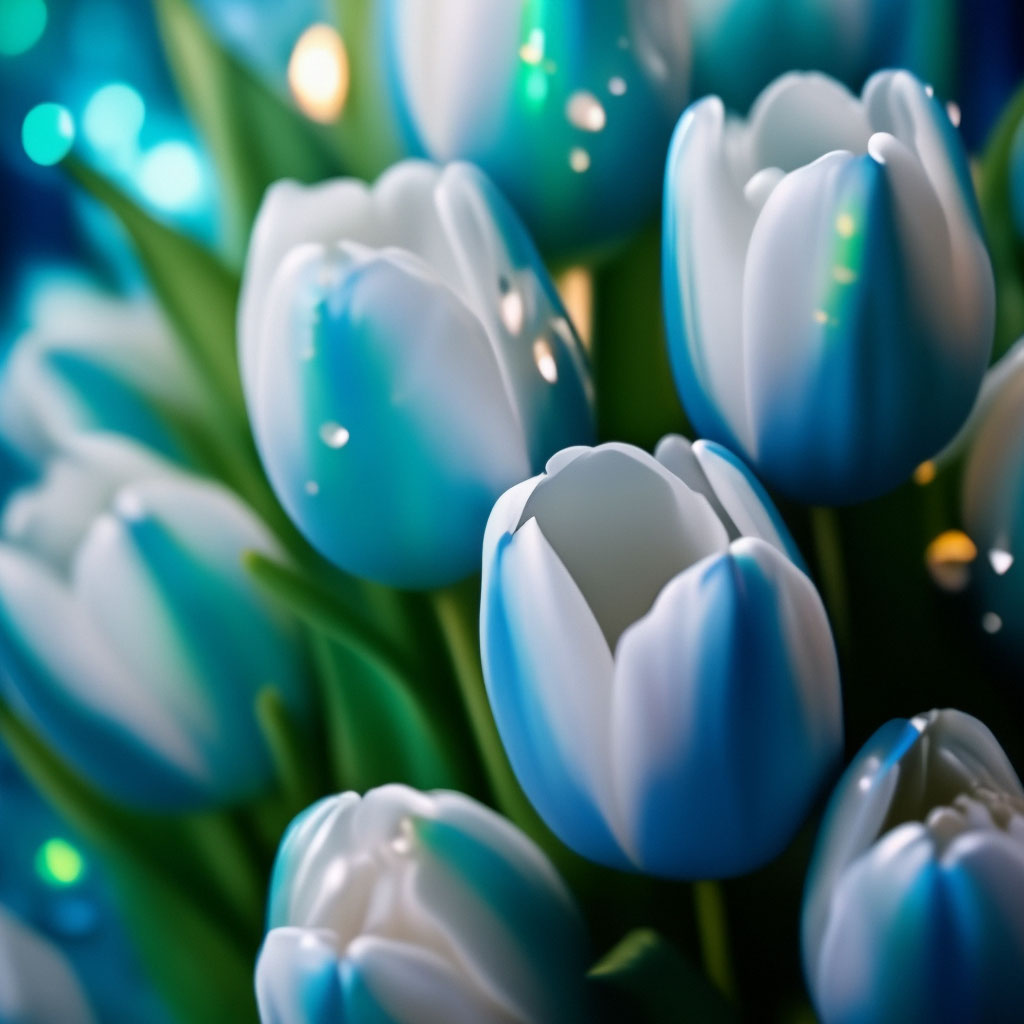 "Dark botanical turquoise iridescent mother of pearl and opal tulip ...